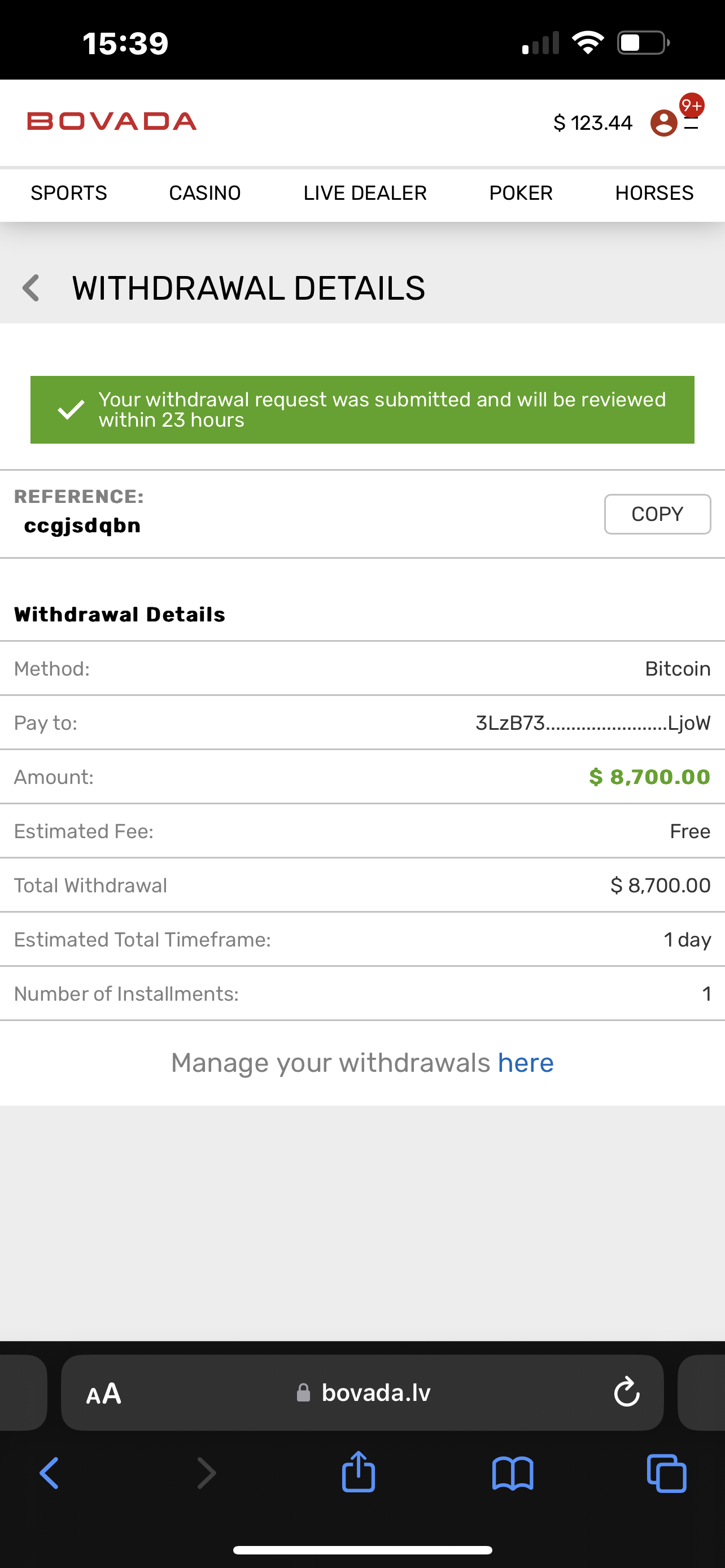 Bovada Casino - Withdrawal of 8700 dollars declined - Complaint ...