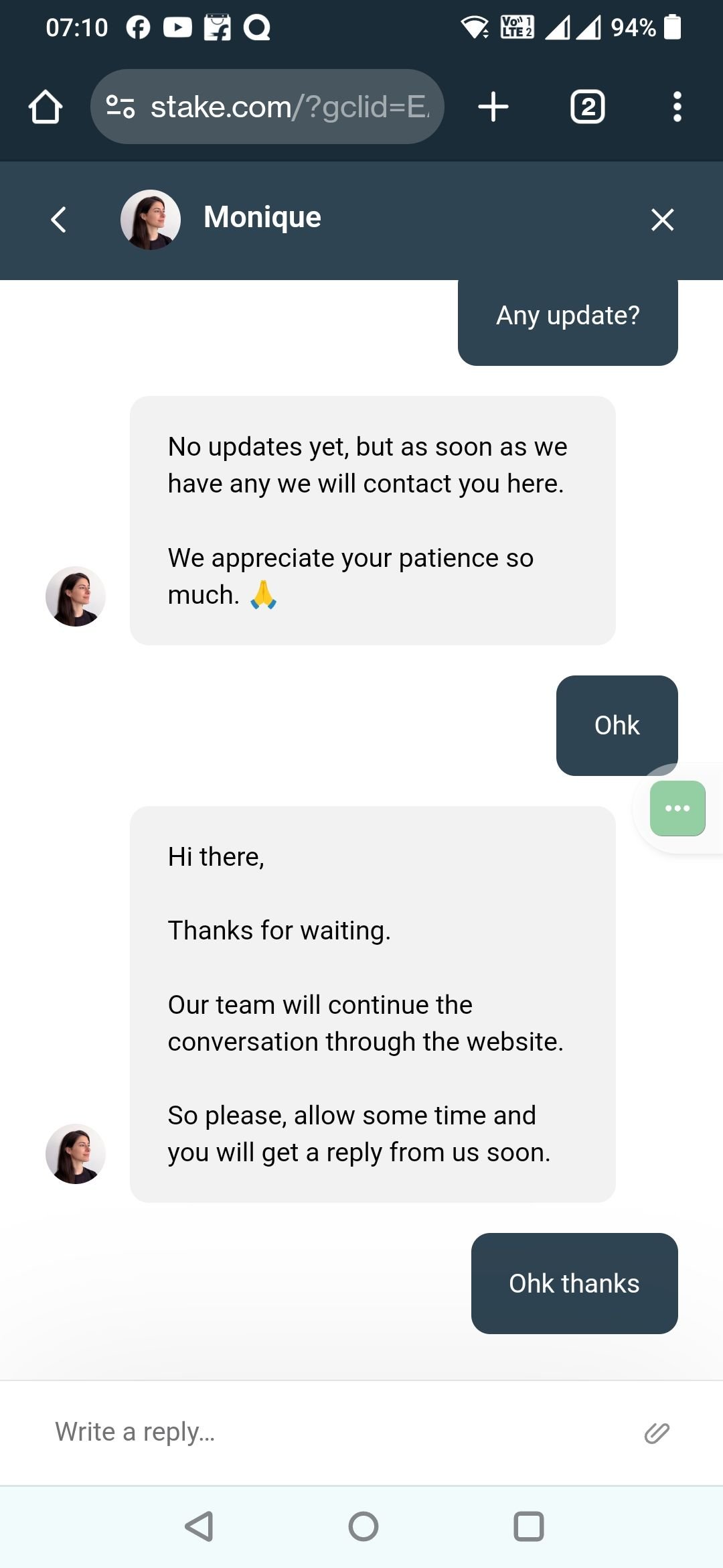 Stake Casino - I cannot deposit or withdraw funds using INR - Complaint ...